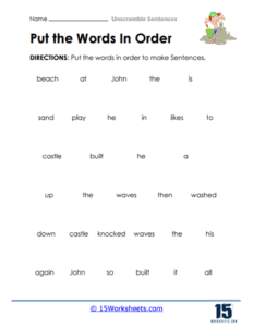 Unscramble Sentences Worksheets | Grammar- 15 Worksheets.com