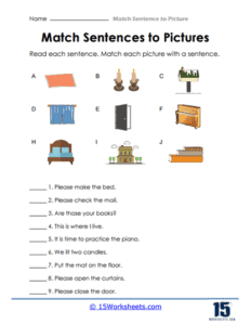Picture Sentences Worksheets | Kindergarten - 15 Worksheets.com
