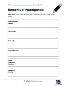 Propaganda Worksheets | Literary Devices - 15 Worksheets.com