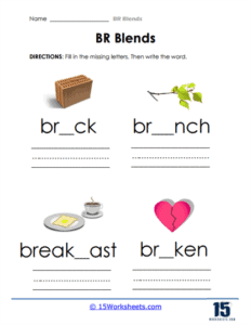 BR Blends Worksheets - 15 Worksheets.com