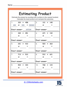 Estimating Products Worksheets | Approximate Multiplication - 15 ...