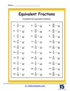 Equivalent Fractions Worksheets | Value Practice Exercises - 15 ...