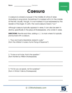 Caesura Worksheets - 15 Worksheets.com