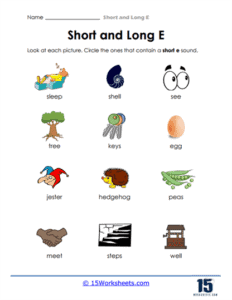 Short and Long E Worksheets | Distinguishing Sounds - 15 Worksheets.com