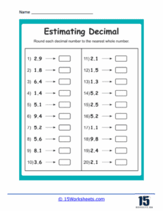Estimating Decimals Worksheets - 15 Worksheets.com