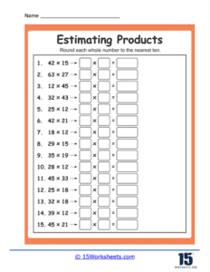 Estimating Products Worksheets | Approximate Multiplication - 15 ...