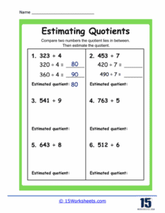 Estimating Quotients Worksheets - 15 Worksheets.com