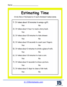 Estimating Time Worksheets - 15 Worksheets.com