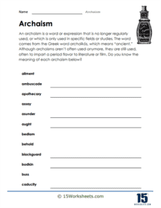 Archaism Worksheets - 15 Worksheets.com