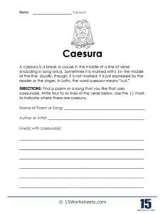Caesura Worksheets | Pause & Rhythm Practice - 15 Worksheets.com