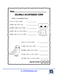 Decimals to Expanded Form Worksheets - 15 Worksheets.com