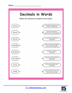 Decimals in Words Worksheets - 15 Worksheets.com