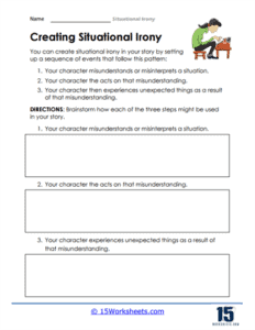 Situational Irony Worksheets | Story Surprises - 15 Worksheets.com