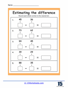 Estimating Differences Worksheets | Math Reasoning - 15 Worksheets.com