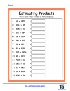 Estimating Products Worksheets | Approximate Multiplication - 15 ...