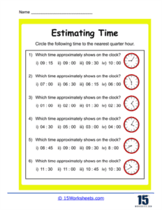 Estimating Time Worksheets - 15 Worksheets.com