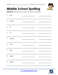 Middle School Spelling Worksheets - 15 Worksheets.com