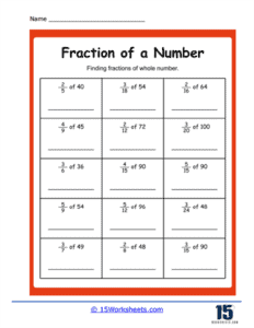 Fractions of a Whole Number Worksheets | Find Parts & Wholes - 15 ...