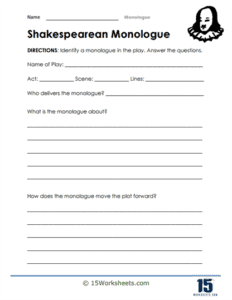 Monologue Worksheets | Literary Devices - 15 Worksheets.com