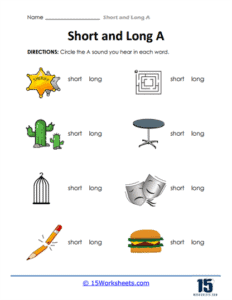 Short and Long A Worksheets | Phonics Collection - 15 Worksheets.com