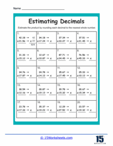 Estimating Decimals Worksheets - 15 Worksheets.com