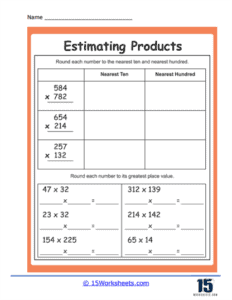 Estimating Products Worksheets | Approximate Multiplication - 15 ...