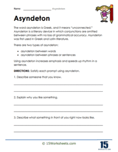 Asyndeton Worksheets - 15 Worksheets.com