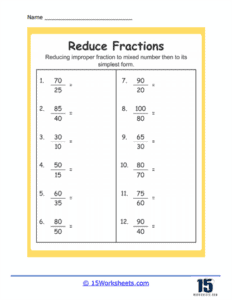 Reducing Fractions Worksheets | Simplifying - 15 Worksheets.com