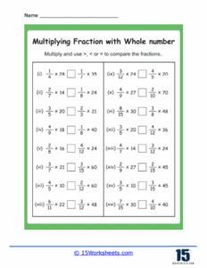 Multiplying Fractions with Whole Numbers Worksheets - 15 Worksheets.com
