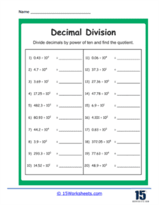 Decimal Division Worksheets - 15 Worksheets.com