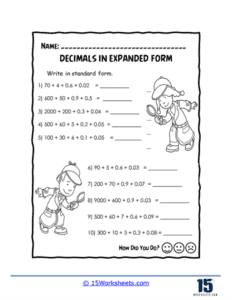 Decimals to Expanded Form Worksheets - 15 Worksheets.com
