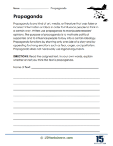 Propaganda Worksheets | Literary Devices - 15 Worksheets.com