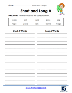 Short and Long A Worksheets | Phonics Collection - 15 Worksheets.com