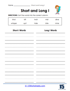 Short and Long I Worksheets | Sound Practice - 15 Worksheets.com