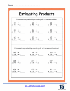Estimating Products Worksheets | Approximate Multiplication - 15 ...