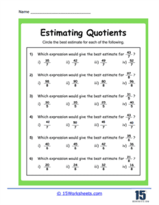 Estimating Quotients Worksheets - 15 Worksheets.com