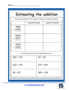 Estimating Sums Worksheets - 15 Worksheets.com