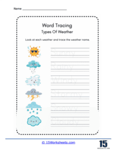 Word Tracing Worksheets | Kindergarten Writing - 15 Worksheets.com
