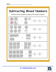 Subtracting Mixed Numbers Worksheets | Borrowing Practice - 15 ...