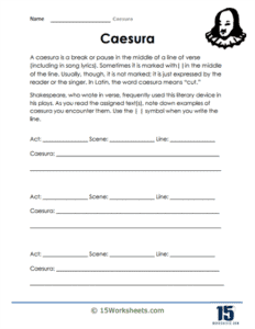 Caesura Worksheets | Pause & Rhythm Practice - 15 Worksheets.com