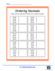 Ordering Decimals Worksheets | Developing Number Sense - 15 Worksheets.com