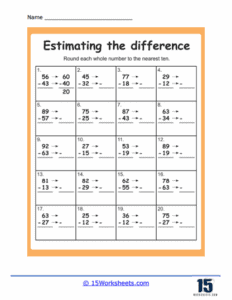 Estimating Differences Worksheets | Math Reasoning - 15 Worksheets.com