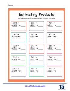 Estimating Products Worksheets | Approximate Multiplication - 15 ...