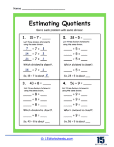 Estimating Quotients Worksheets - 15 Worksheets.com