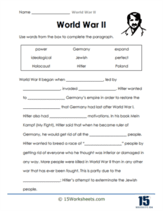 World War 2 Worksheets | Allied vs Axis Collection - 15 Worksheets.com