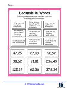 Decimals in Words Worksheets - 15 Worksheets.com