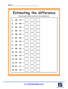 Estimating Differences Worksheets | Math Reasoning - 15 Worksheets.com