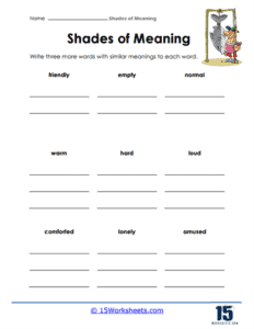 Shades of Meaning Worksheets | Reading Collection - 15 Worksheets.com