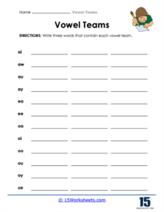 Vowel Teams Worksheets | Phonics Skills - 15 Worksheets.com