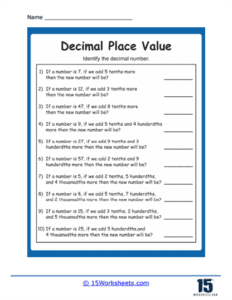 Place Value of Decimals Worksheets - 15 Worksheets.com